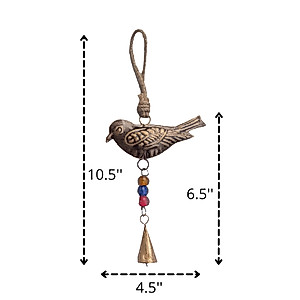 Mie Creations Sparrow Décor, Metal Birds Carved Wings, Feather (Set of 4) | Wildlife Wall Art Hanging, Garden Miniature Ornaments for Crafts, Home | Rustic Gold Bird Figurines with Jingle Bells-4.5''