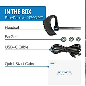 BlueParrott M300-XT Noise Cancelling Hands-free Mono Bluetooth Headset for Mobile Phones with up to 14 Hours of Talk Time for On-The-Go Mobile Professionals & Drivers