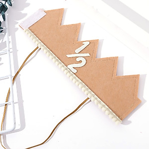 Half Birthday Crown - Brown Crown for Baby's Six Months Birthday Party, Girls/Boys Party Decorations