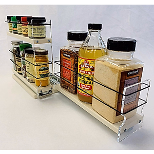 Vertical Spice Combo Spice Rack Drawer - Pull Out Pantry Organizers and Storage - Kitchen Cabinet Organizer - Seasoning Sliding Caddy - Made in USA (5.75" W x 9.25" H x 10.60" D, Partially Assembled)