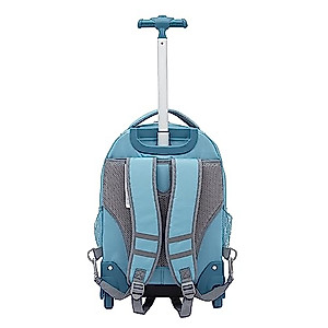 Travelers Club Rolling Backpack with Shoulder Straps, Aqua, 18-Inch