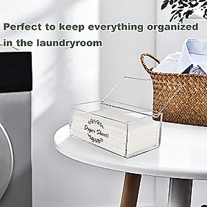 FEBSNOW Acrylic Dryer Sheet Dispenser with Lid Clear Dryer Sheet Holder for Laundry Room Decor Dryer Sheet Container for Softener Sheets Space Saving Laundry Organization and Storage Box,Transparent