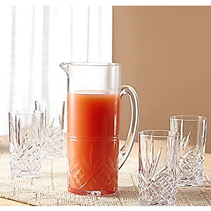 Godinger Pitcher, Acrylic Water Pitcher with Handle, Water Jug, Shatterproof and BPA Free - Dublin Collection, 1.7L