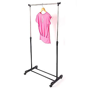 Kcelarec Rolling Clothes Rack on Wheels, Stainless Steel Clothing Rack for Hanging Clothes, Garment Rack (Style 5)