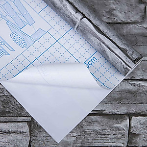 practicalWs 17.71" x 393.7" Grey Brick Stone Peel and Stick Wallpaper 3D Removable Decoration Wall Paper Self-Adhesive Contact Paper Stick on Wall Panels Backsplash Bedroom Wall