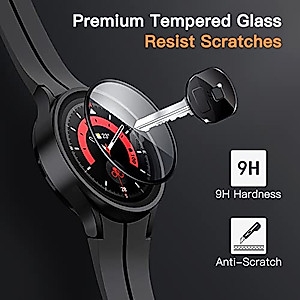 JETech Screen Protector for Samsung Galaxy Watch 5 Pro 45mm, Full Coverage Tempered Glass, HD Clear, 3 Pack