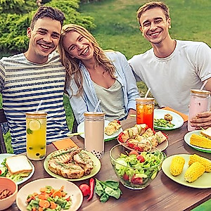 Moretoes 4pcs 24oz Glass Cups with Lids and Straws, Mason Jar Cups, Iced Coffee Tumblers for Jumbo Smoothie, Bubble Tea, Cold Brew, Soda