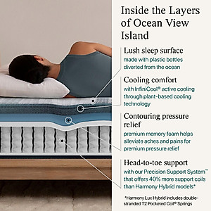 Beautyrest Harmony Lux Hybrid Ocean View Island 13" Plush Full Mattress - Cooling Technology, CertiPUR-US Certified Memory Foam, Supportive Pocketed Coils and Edge Support