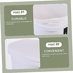 Cabilock 10L White Trash Can with Lid and Foot Pedal, Simple Trash Bin with Nordic Style, Multi-Functional Waste Paper Basket