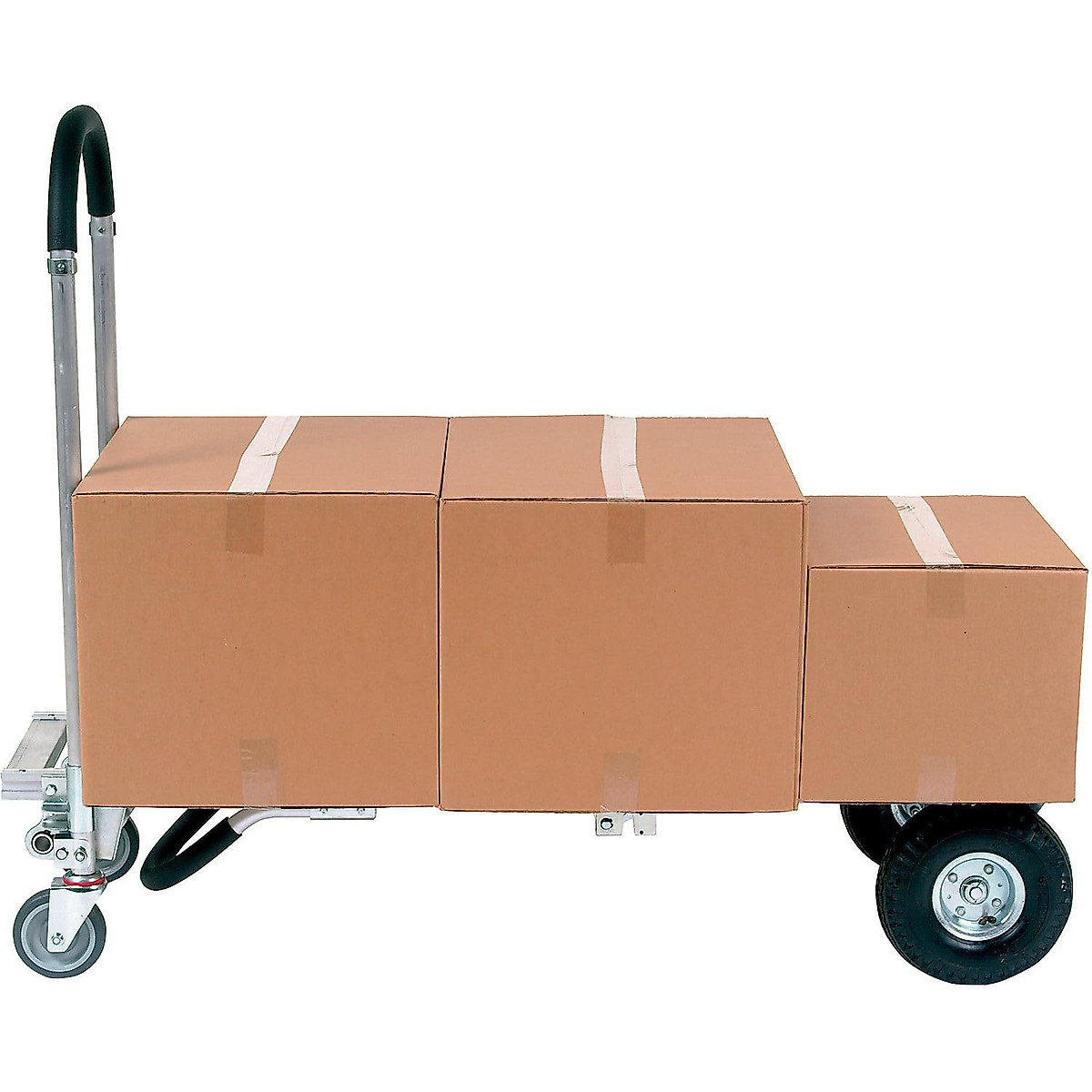 Global Industrial Aluminum 2-in-1 Convertible Hand Truck with Pneumatic Wheels - Senior