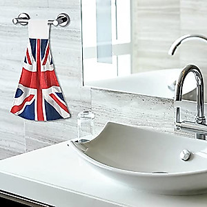UK England Flag Union Jack Hanging Hand Towels 2 Pack for Kitchen Bathroom, Soft Absorbent Coral Fleece Tie Towel Thick Microfiber Dish Towel Washcloth Machine Washable with Loop