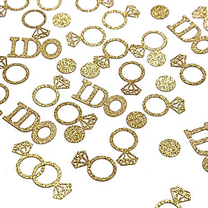 Gold Wedding Table Confetti ,Glitter Paper Diamond Ring Confetti, I Do Engagement Party Table Scatter,Bachelorette Bridal Shower Party Decorations