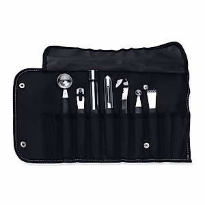 BergHOFF Essentials 8Pcs Garnishing Set in Bag, Lemon Zester, Double & Single Melon Baller, Channel Knife, Butter Curler, Peeler, Apple Corer, Great for Gift, Professional & Domestic Use