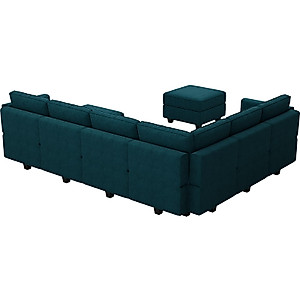 Belffin Oversized Modular Sectional Sofa U Shaped Couch Set with Storage Seat Convertible Large Couch U Shape Set Peacock Blue