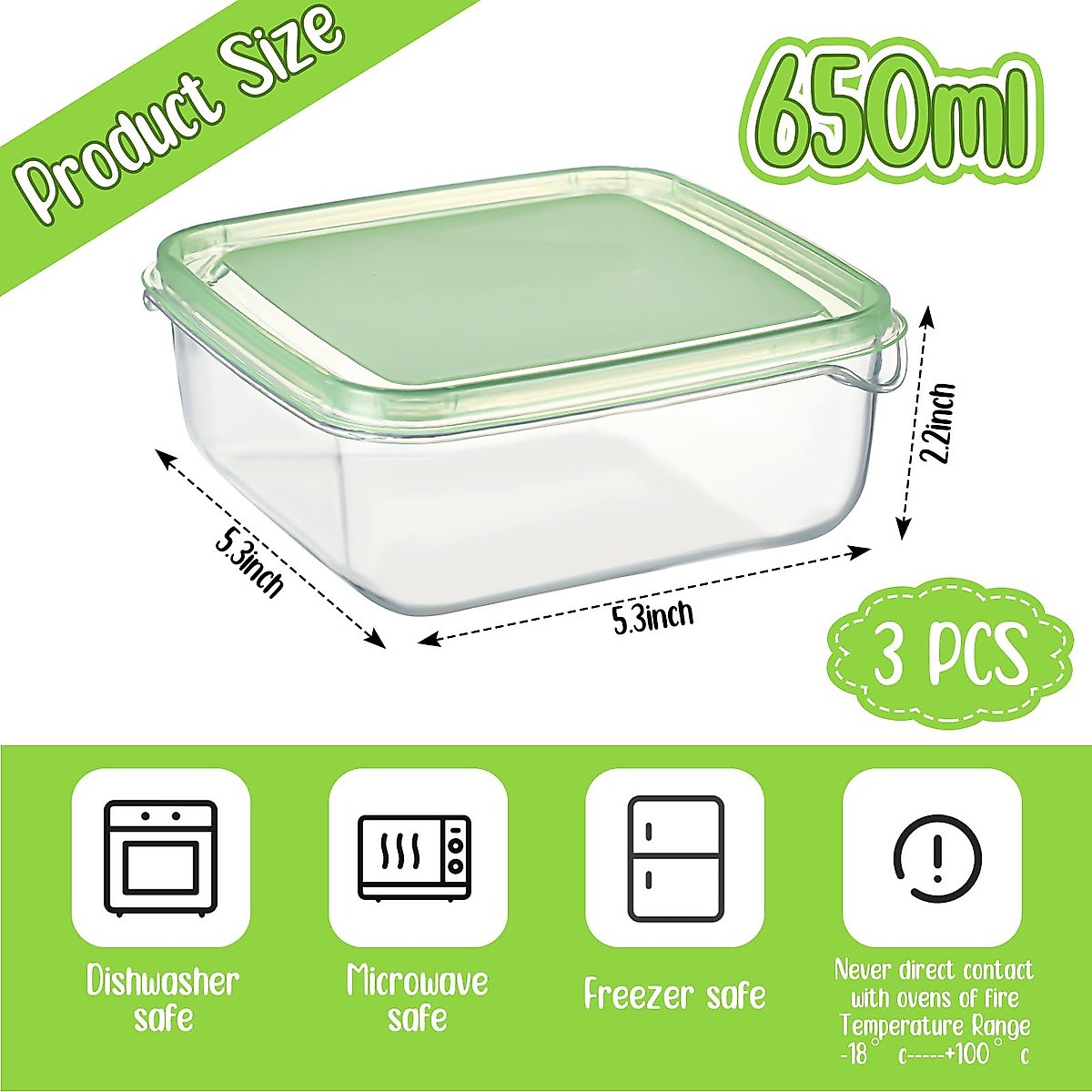 Uiifan 3 Pcs Sliced Cheese Container for Cheese Slice Holder with Lids Plastic Clear Box for Fridge Airtight for Fridge Dessert Container for Refrigerator Food