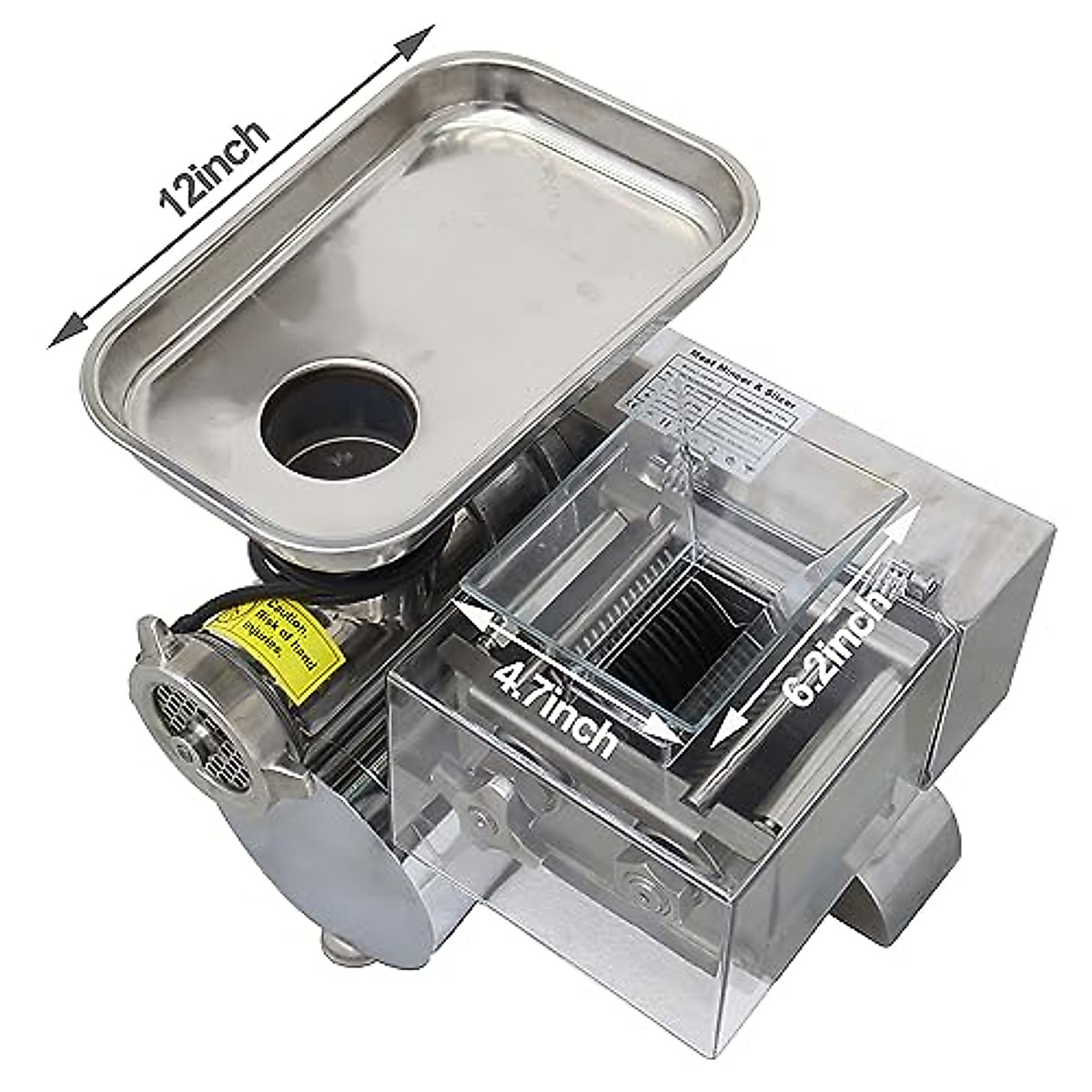 TECHTONGDA Electric Meat Cutter Slicer Grinder Crusher Commercial Shredded Diced for Steak Beef Pork 5mm Cutter and 6mm Plate for Grinder