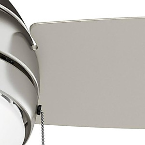 Hunter Fan 44 inch Brushed Nickel Indoor Ceiling Fan with LED Light and Pull Chain for Bedroom, Living Room, Office, Basement, Kitchen (Renewed)