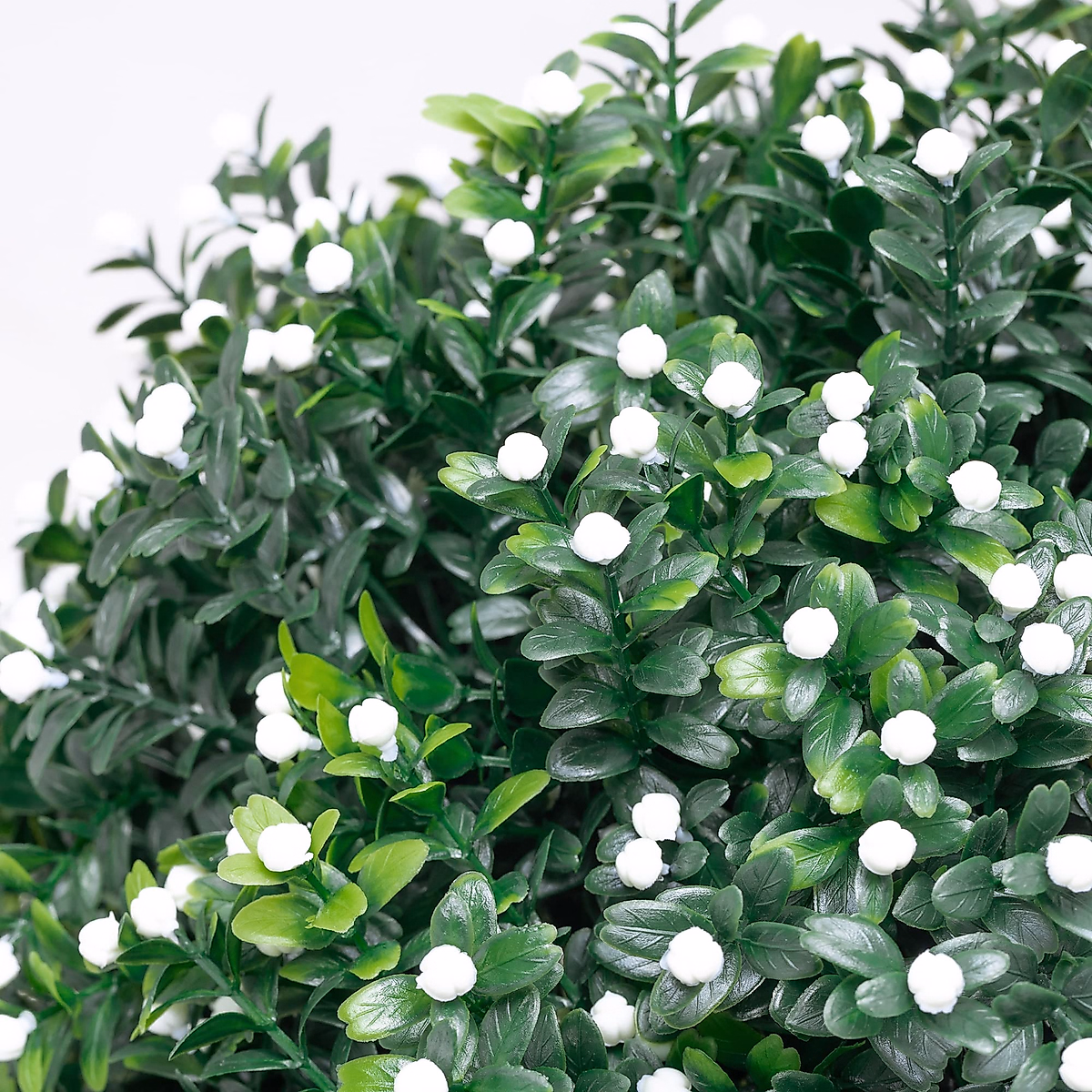 Two 20''T Artificial Boxwood Topiary Ball Trees Fake Bushes Shrubs UV Resistant Potted Plants Artificial Flower Buds Trees for Indoor Outdoor Home Garden