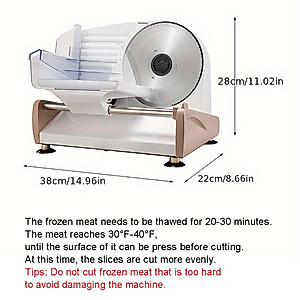 Meat Slicer for Home, 200W Electric Deli Food Slicer with Removable 7.5" Stainless Steel Blade, Adjustable Thickness, Child Lock Protection, White