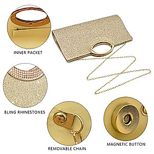 Labair Women Rhinestone Clutch Purse Handbag Crystal Evening Bag Wedding Party Prom Purse,Gold, Small.