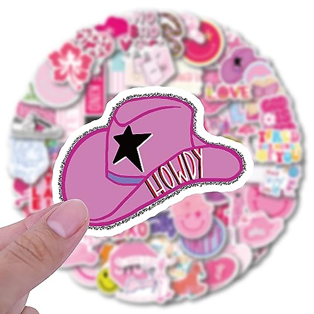 UBOFUGS 110PCS Preppy Vinyl Sticker Party Supplies Vinyl Waterproof Sticker Aesthetic Stickers Decor Pink Party Mobile Phone Stickers for Laptop Water Bottle