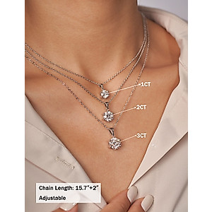 IMOLOVE Moissanite Solitaire Pendant Necklaces for Women Sterling Silver with 18K Yellow Gold Plated 3 Carats D Color VVS1 Clarity Mossanite Jewelry for her-W