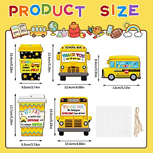 Dunzoom 10 Pcs Wooden Christmas Gift Card Sleeves School Bus Driver Appreciation Gift Card Holders Latte Coffee Thank You Gifts for School Bus Driver Supplies (Gift Card Not Included)