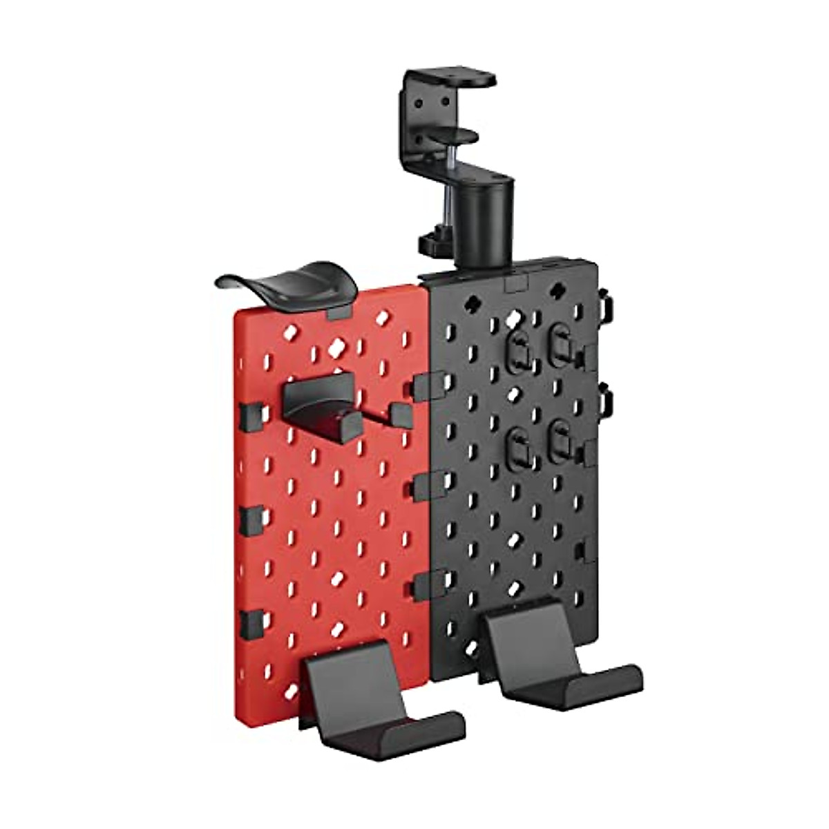 SUPERLIT Clamp-on Desk Pegboard Modular Gaming Accessory Holder for Controllers & Headphones Efficient and Tidy Clamp-On Desk Pegboard Gaming Station Cable Management