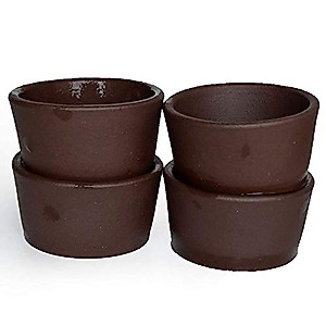 YXHUPOT 4pcs/Set Teacups Chinese Clay Zini Zisha Cup Kung Fu Tea (Dark Brown)
