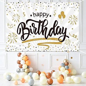 Happy Birthday Backdrop Banner Happy Birthday Party Decorations for Men Women 30th 40th 50th 60th Birthday Anniversary Party Backdrop Decoration Photography Background for Women Men