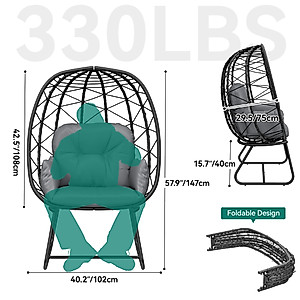 YITAHOME Egg Chair with Stand Outdoor Indoor Egg Lounge Chair with Cushion Wicker Chair PE Rattan Chair Included for Patio, Garden, Backyard, Porch, Gray