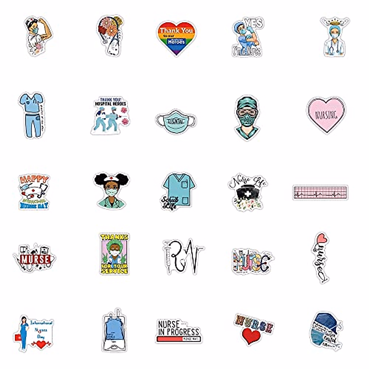 Aowplc 50 Pcs Nurse Stickers, Vinyl Nursing Stickers Decals for Laptops and Water Bottles, Nurse Accessories for Work