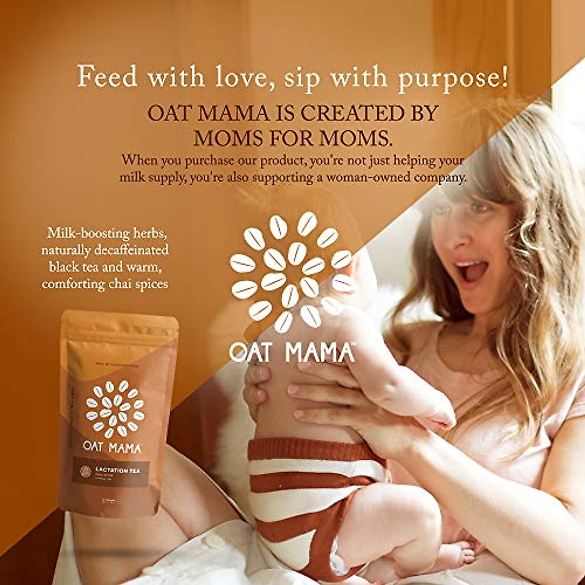Oat Mama Lactation Tea: Chai Spice, Breastfeeding Support for New Moms, Organic Herbs to Help Increase Milk Supply, Women-Owned, 14 Tea Bags