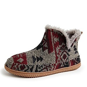 Dearfoams Alpine Men's Brixen Indoor/Outdoor Memory Foam Boot Slipper, Black Combo, 11-12