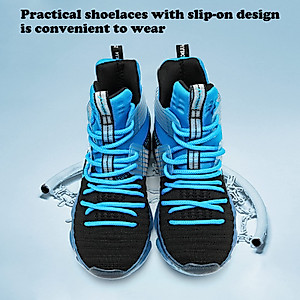 JMFCHI Boys Basketball Shoes Kids Sneakers High-top Sports Shoes Durable Lace-up Non-Slip Running Shoes for Little Kids Big Kids and Girls Size 5 Black Blue