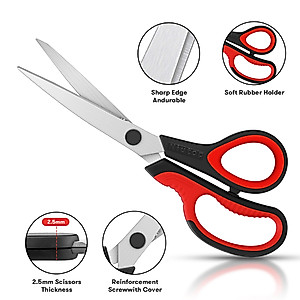 Scissors, Niutop 8" All Purpose Scissors Heavy Duty Ergonomic Comfort Grip Craft Shears Sharp Scissors for Office Home Household Sewing High/Middle School Students Teacher Art Craft DIY Supplies