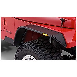 Bushwacker Jeep Flat Style Front Fender Flares | 2-Piece Set, Black, Textured Finish | 10067-07 | Fits 1987-1995 Jeep Wrangler YJ (Excludes Renegade)