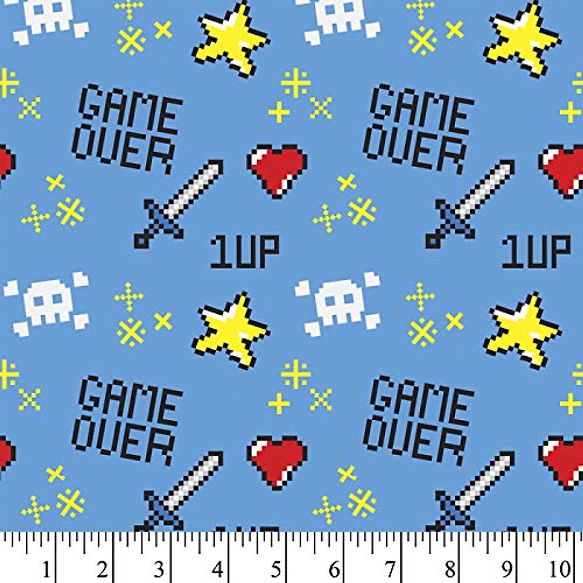 Video Game Gamer Cotton Fabric, Precut 1 Yard Pieces