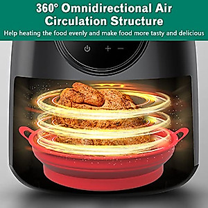 JOHAMOO Air Fryer Silicone Liners, 7.5 Inch Reusable Air Fryer Pot, Food Safe Easy Cleaning Air fryers Silicone Basket Round for 3 to 5 Qt Air fryer Oven Accessories (Red)