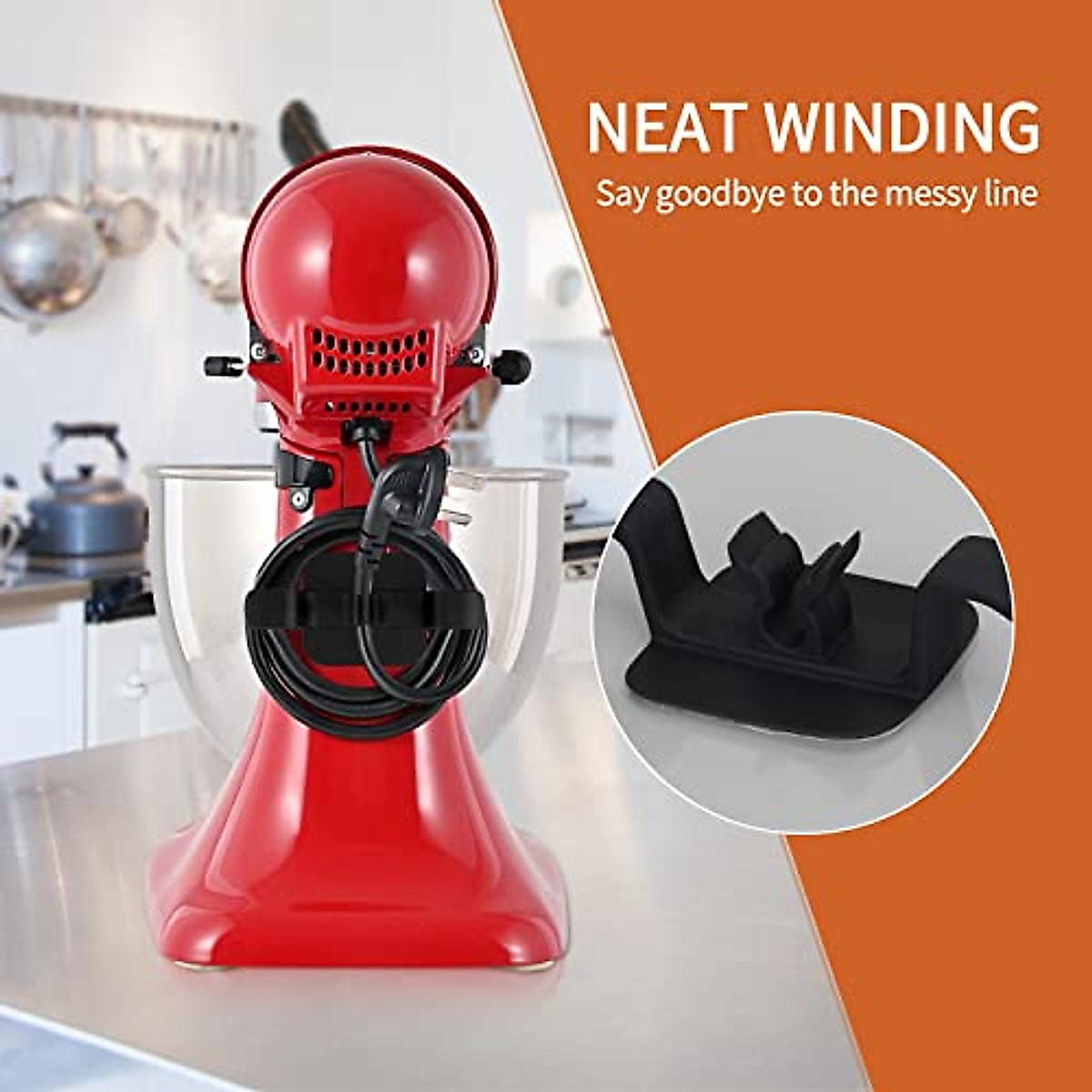 WWW Cord Organizer for Appliances,4 Pack Adhesive Wrap Cord,Cord Holder Stick on Kitchen Small Appliances, for Mixer, Toaster,Coffee Maker, Air Fryer,Pressure Cooker