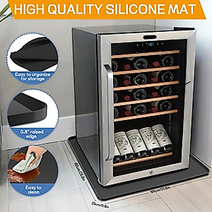 Mini Fridge Silicone Mat with Convex Edge - 24''x24''x0.5'' - Mini Fridge Freezer Under Mat prevents appliance leaks and spills, providing the ultimate floor protection for appliances (black)