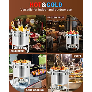 STAIIHOM Soup Chafer - 7QT [Extra 2X Thickened] [Longer Lifespan] 304 Stainless Steel Soup Chafing Dish with Pot Lid and Fuel Holder - Food Grade Commercial Soup Warmers for Parties Catering Buffet