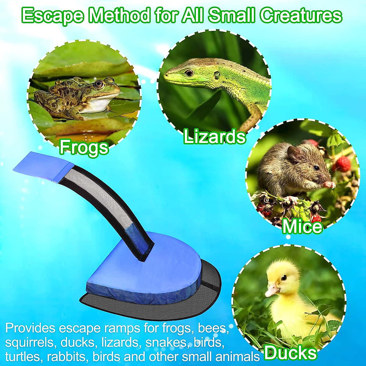AOYEVGS Pool Ramp for Animals to Escape, Pool Animal Critter Saving Escape Ramp for Pool, Pool Frog Saver, Saving Critters, Frogs, Mices, Lizards, Ducks, Birds (1-Pack, Blue)