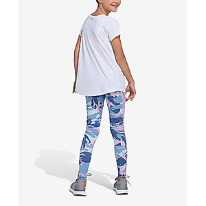adidas Girls' Active Sports Athletic Legging Tight (Large, Crew Blue)