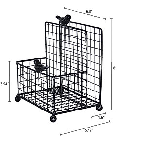 OwlGift Metal Salt & Pepper Holder, Upright Napkin Holder w/Top Cast Iron Bird, Freestanding Condiments Storage Organizer, Napkin Caddy for Tabletop, Office, Restaurant, Dinning Table – Black