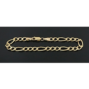 Bracelet Real 10K Yellow Gold Hollow Figaro 4.0mm, 7" to 10" (9)