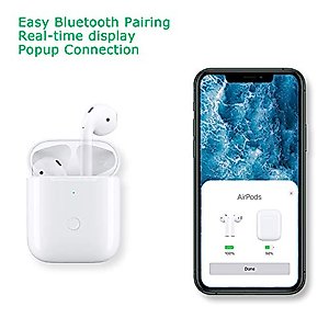 Wireless Charging Case Compatible with AirPods 1 2，Air pods Charger Case Replacement with Bluetooth Pairing Sync Button，no Aipods