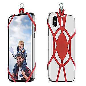 CalorMixs Universal Cell Phone Lanyard Case, with Adjustable Strap-Phone Necklace Comfortable Around The Neck, Compatible with iPhone Galaxy & Most Smartphones (Red)