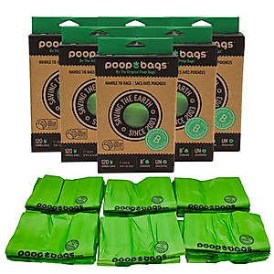 The Original Poop Bags® - Dog Poo Bags with Tie Handle - USDA Certified Biobased Dog Waste Bags with Handles - Unscented Leak proof Thick & Strong Doggy Bag - 7x13 120 bags in pack - Unscented