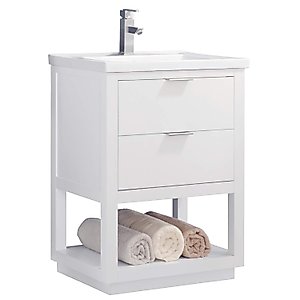 LUCA Kitchen & Bath LC24GWP Sydney 24" Bathroom Vanity Set in White with Integrated Porcelain Top